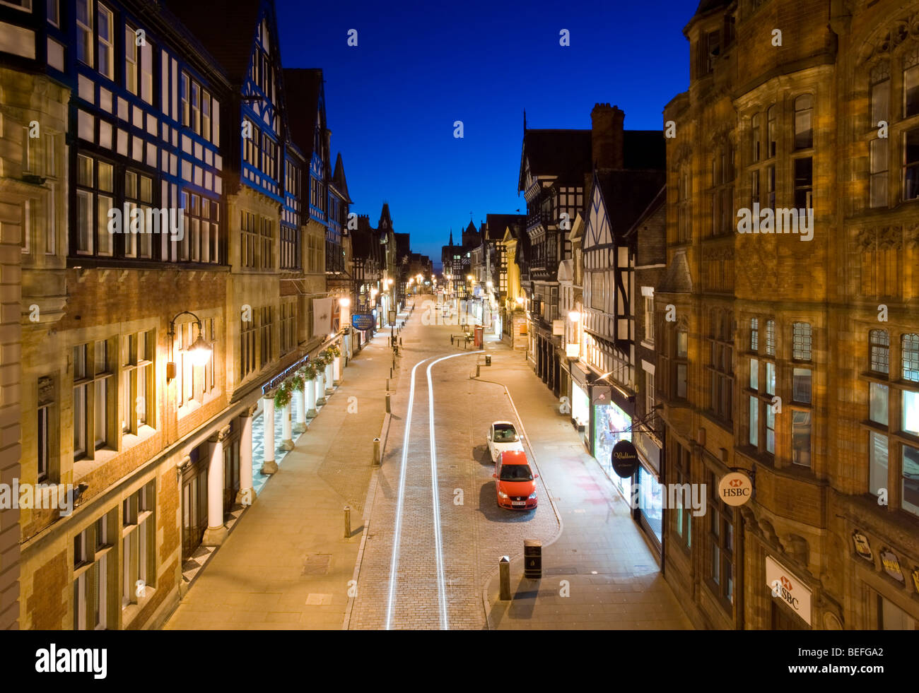 Eastgate Street at Night, Chester, Cheshire, England, UK Stock Photo ...
