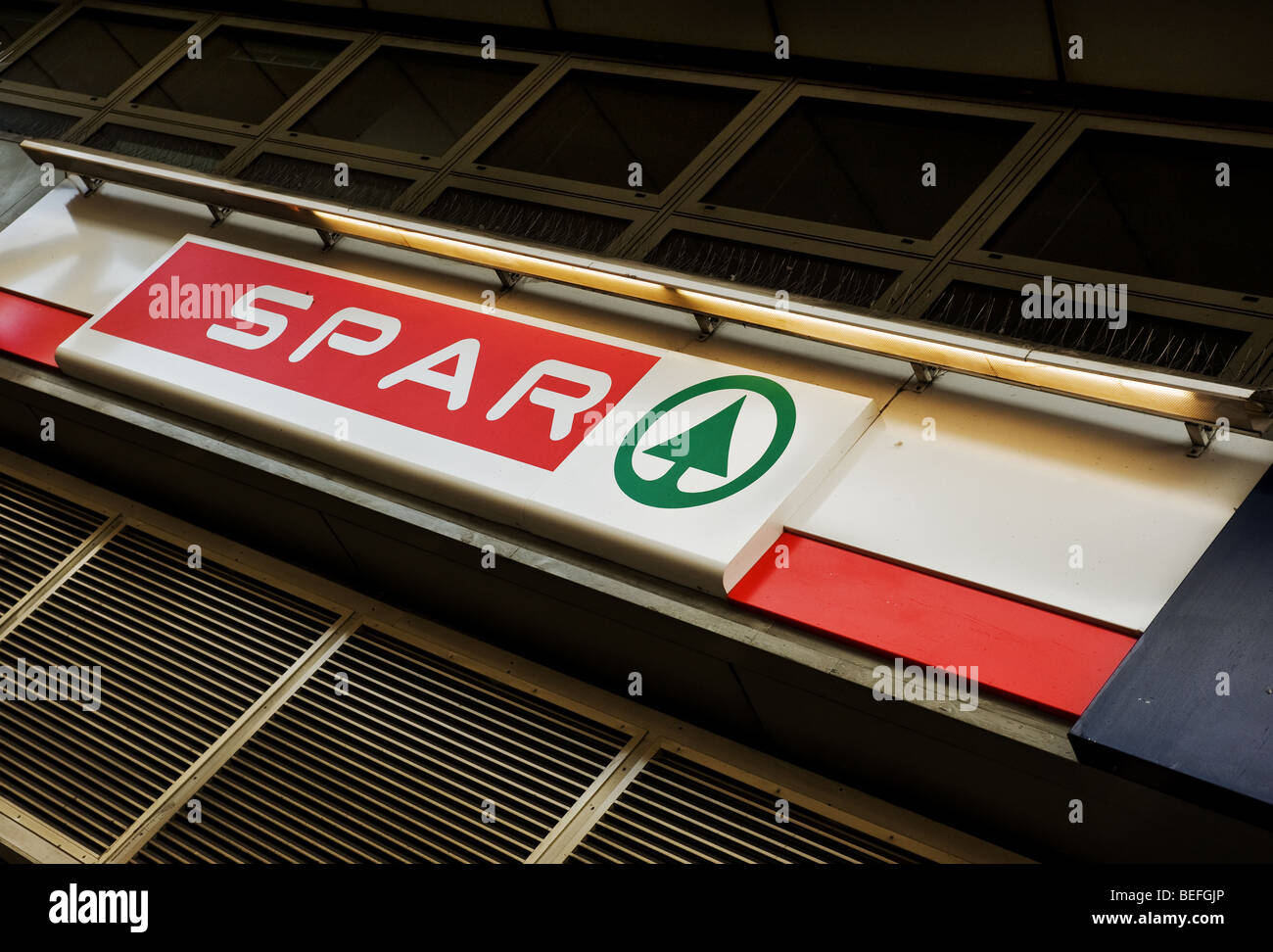 A sign above a Spar retail shop in London. Photo by Gordon Scammell ...