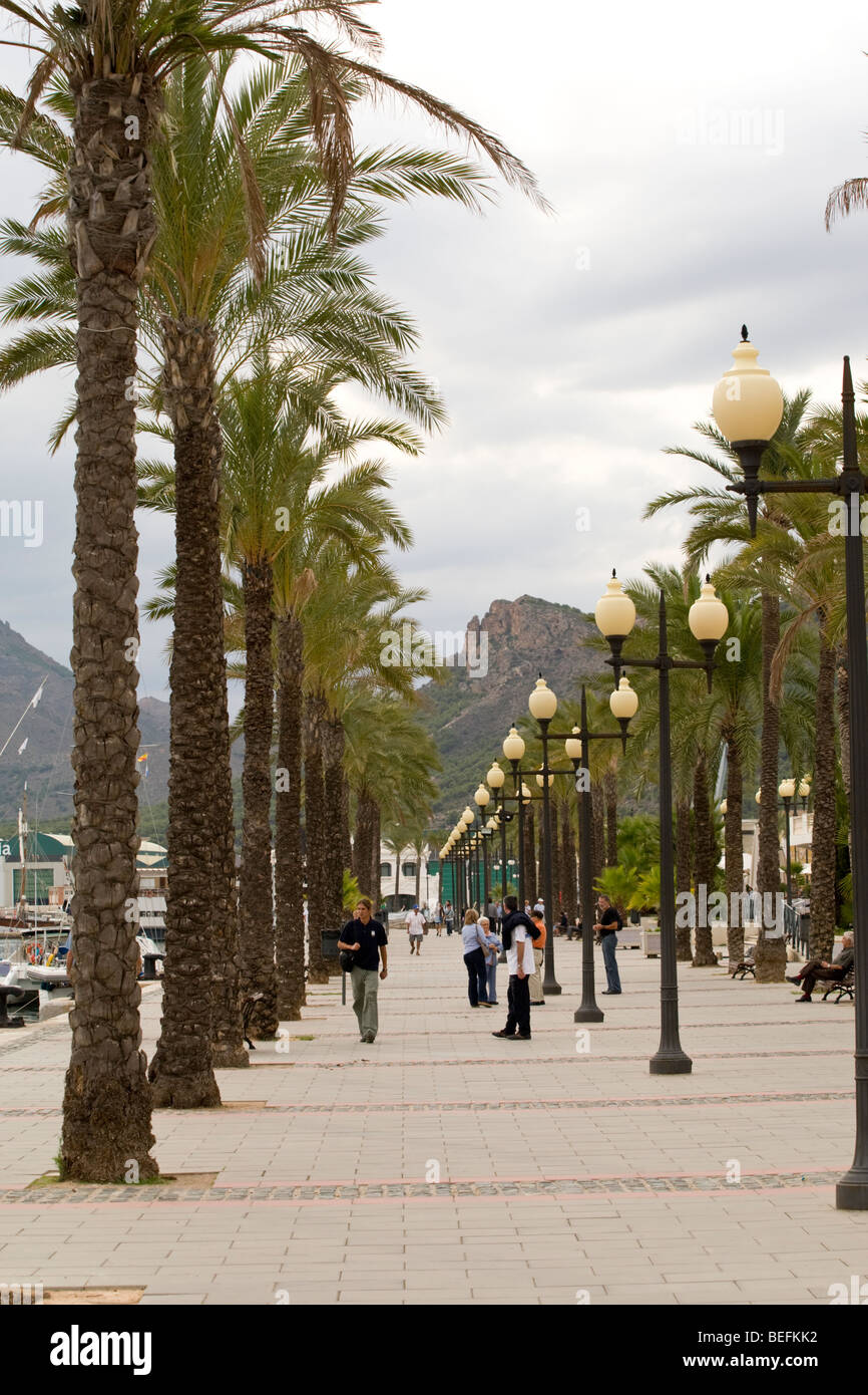 Promenade by harbour in Cartagena in Spain Stock Photo - Alamy