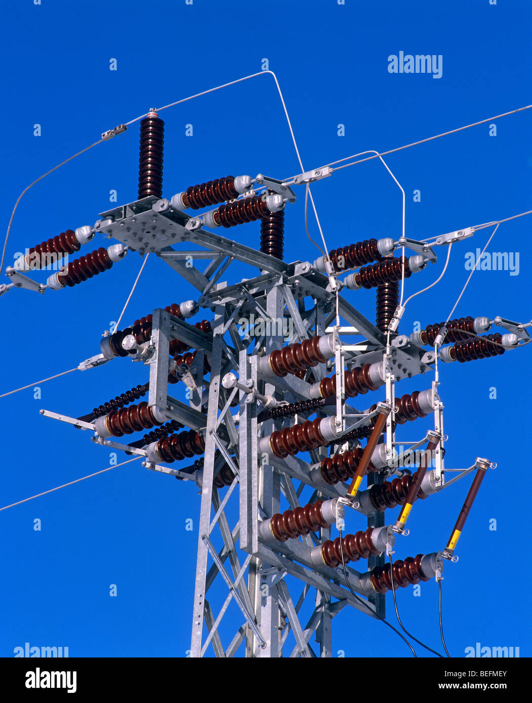 White red electric pylons hi-res stock photography and images - Alamy
