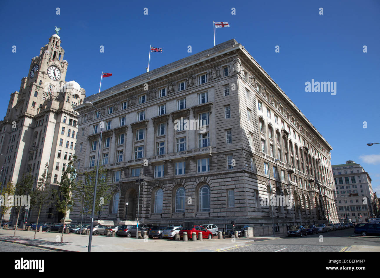 The Cunard Building with the liver building in the background one of ...