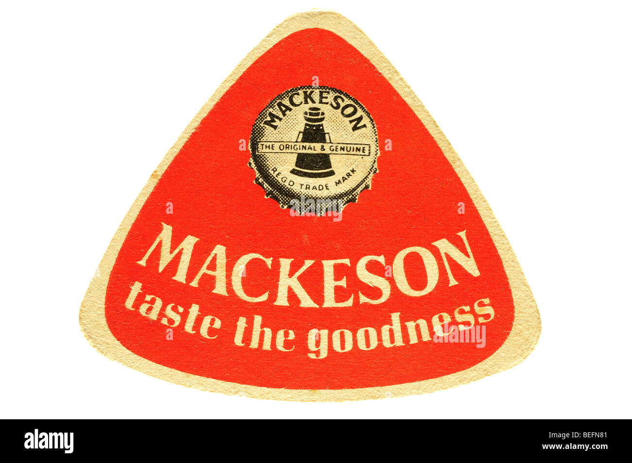 mackeson taste the goodness beer mat Stock Photo - Alamy