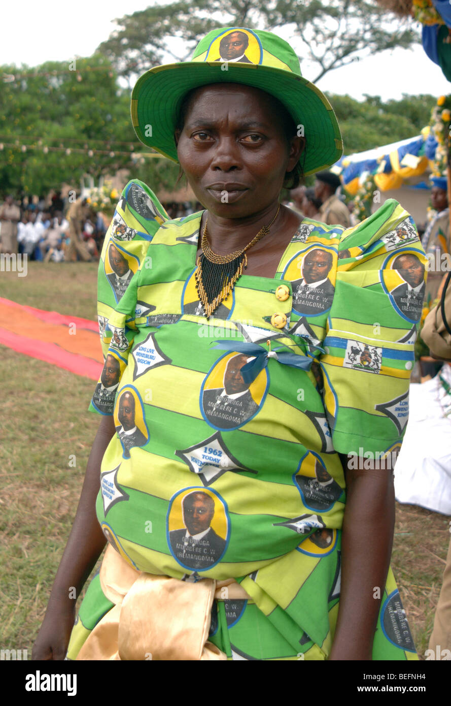 Supporter in attire with picture of king at the 40th anniversary of ...