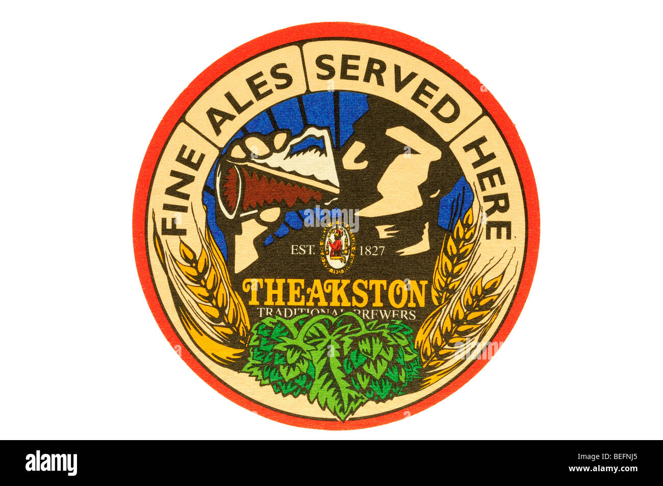fine ales served here est 1827 theakston traditional brewers Stock ...