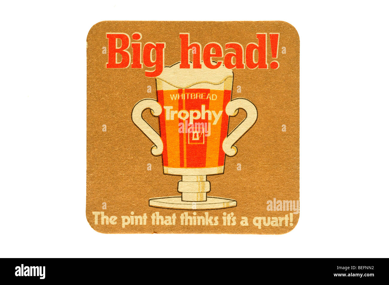 big head whitbread trophy a pint that thinks its a quart Stock Photo ...