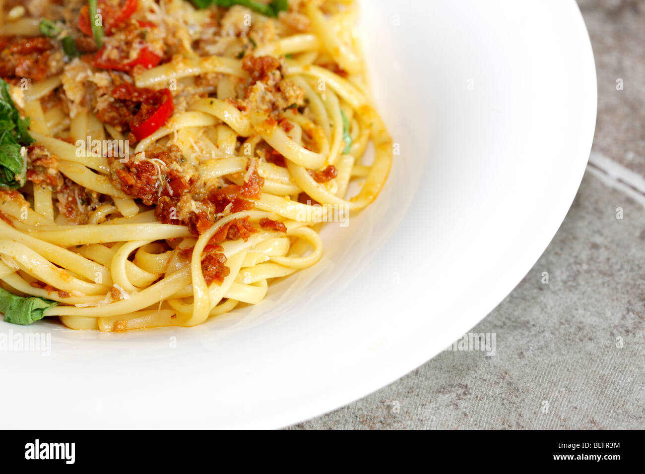 Crab Rocket And Chilli Linguine Stock Photo - Alamy