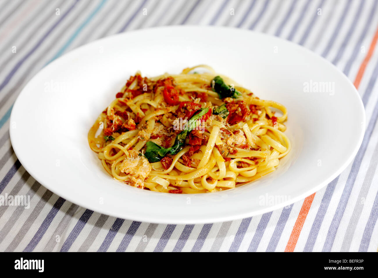 Crab Rocket And Chilli Linguine Stock Photo - Alamy