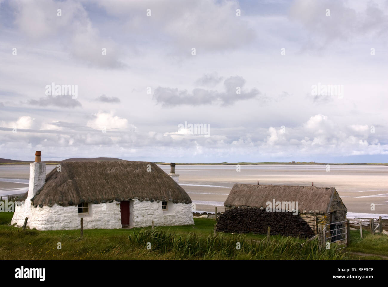 Struan Cottage, a traditional Hebridean cottage. North Uist, Outer ...