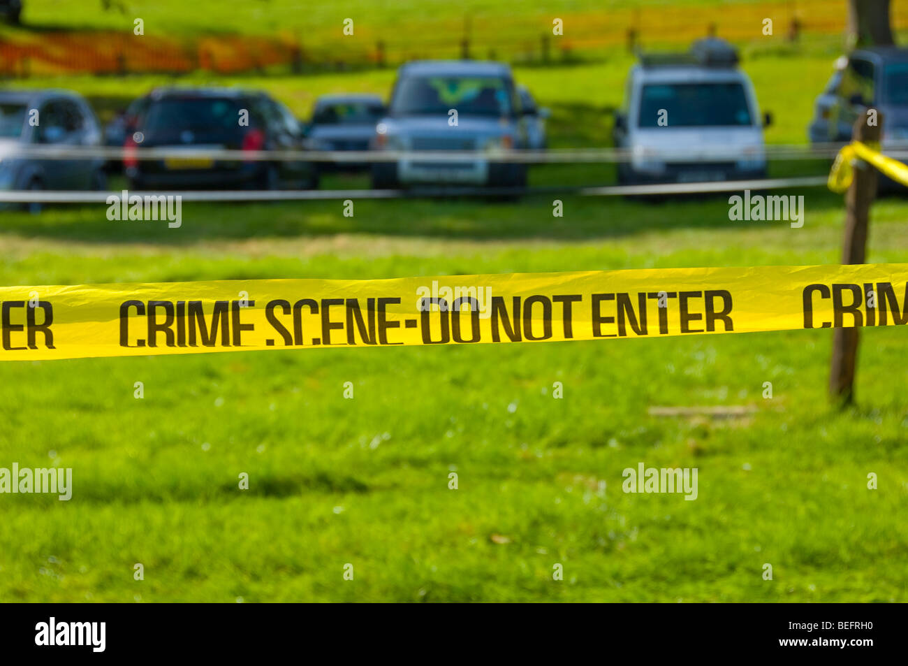 Taped off Police crime scene do not enter area close up England UK ...