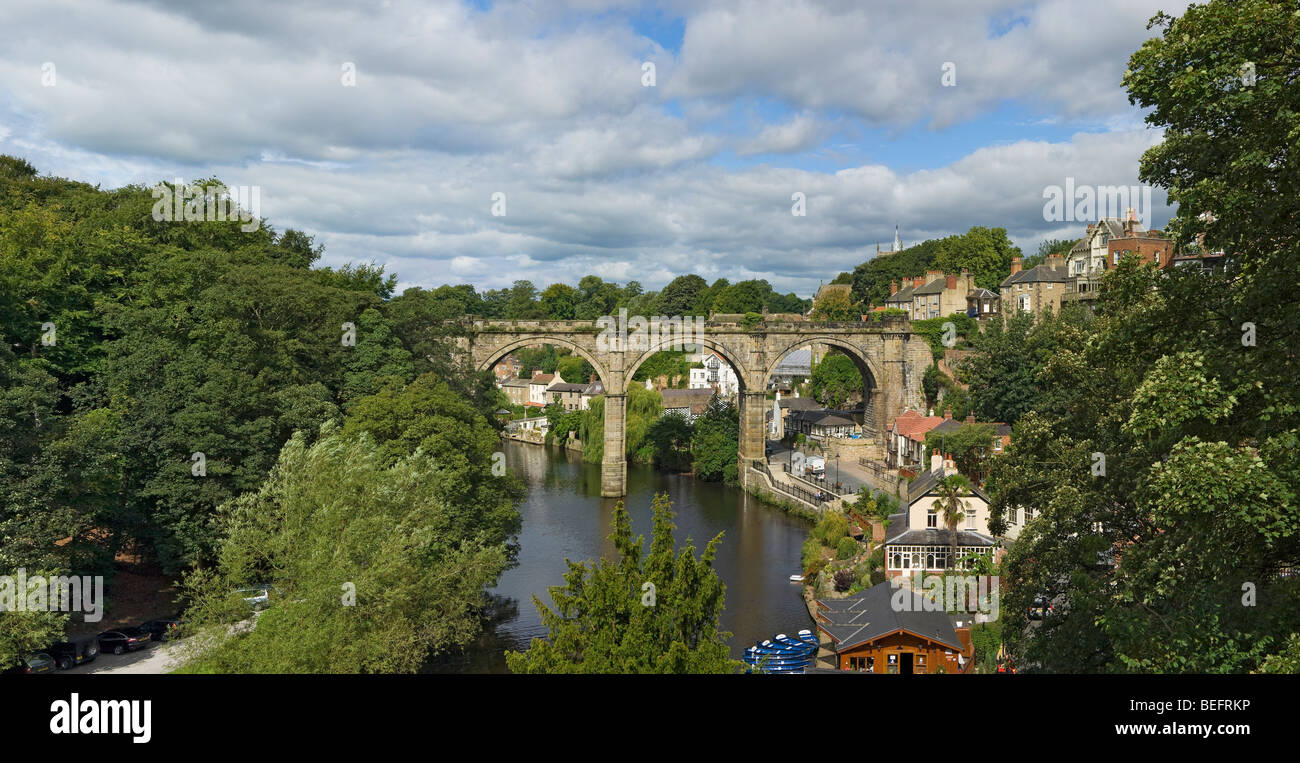 Panoramic view of the viaduct railway bridge across the River Nidd in ...