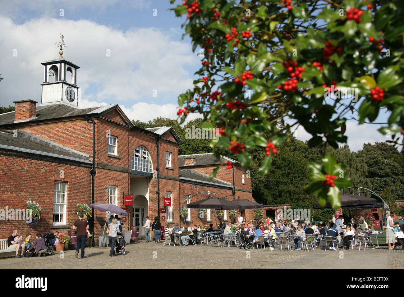 Estate of Tatton Park, England. Visitors enjoying refreshments at the ...