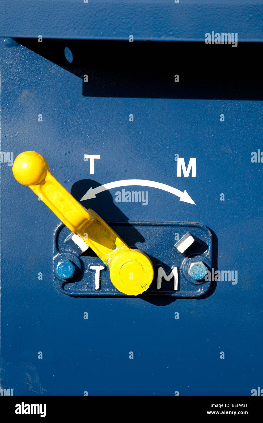 Yellow brake control lever on train Stock Photo - Alamy