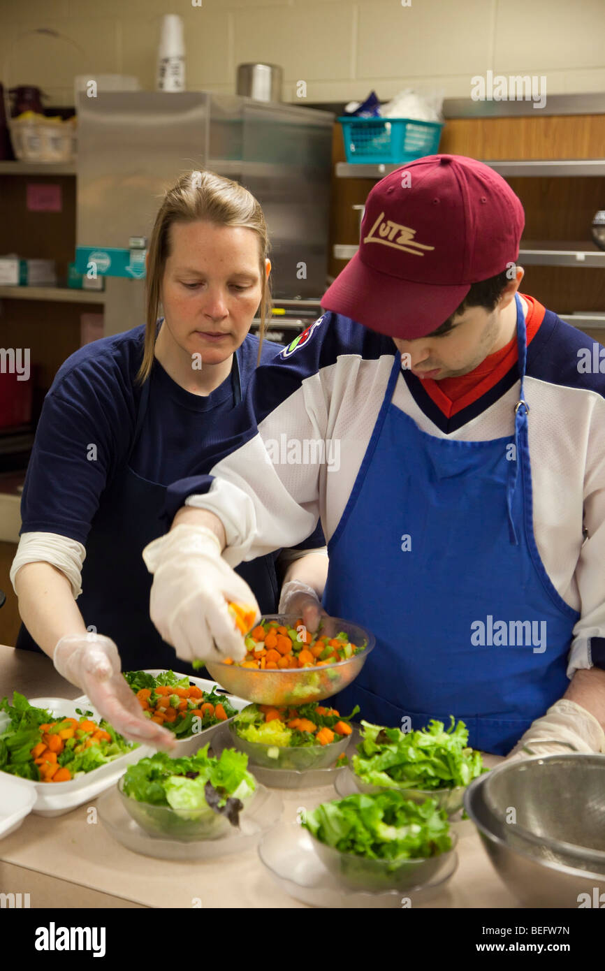 Developmentally Disabled Students in Food Preparation Class at Public ...