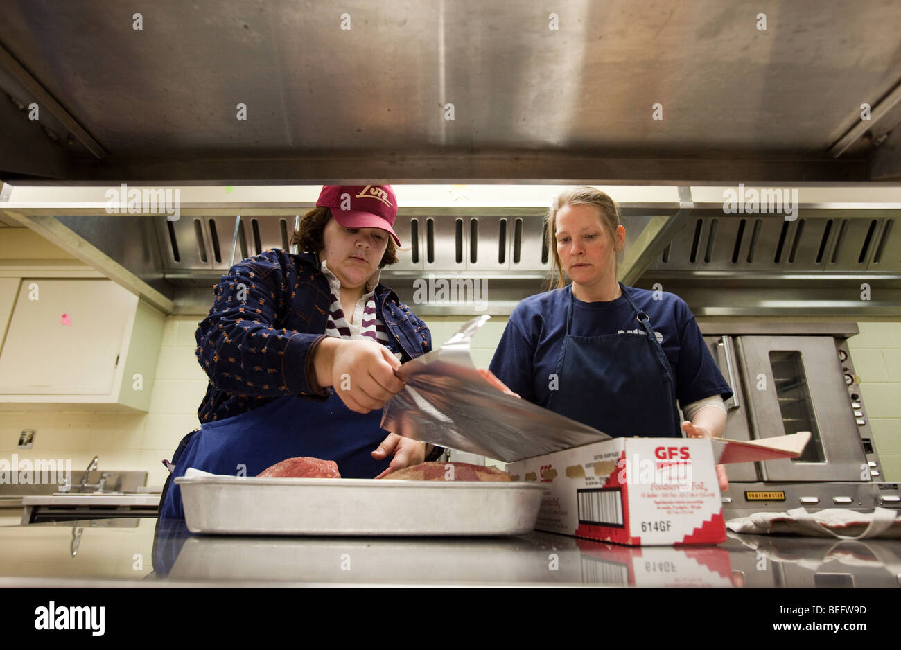Developmentally Disabled Students in Food Preparation Class at Public ...
