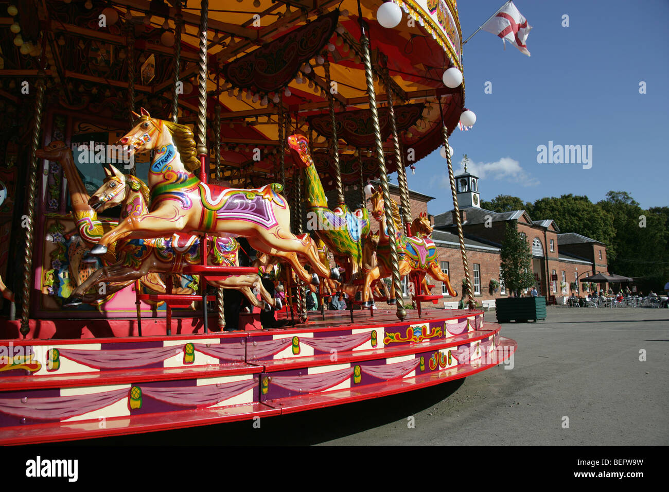 Estate of Tatton Park, England. A funfair carousel at Tatton Park ...