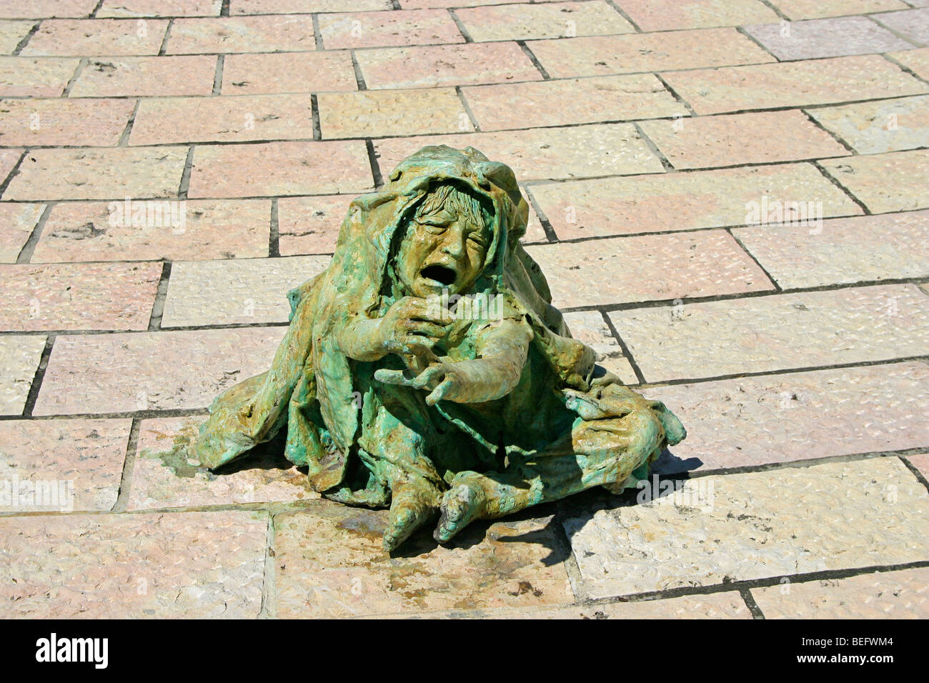 The crying child, one of many bronze statues at Holocaust Memorial ...
