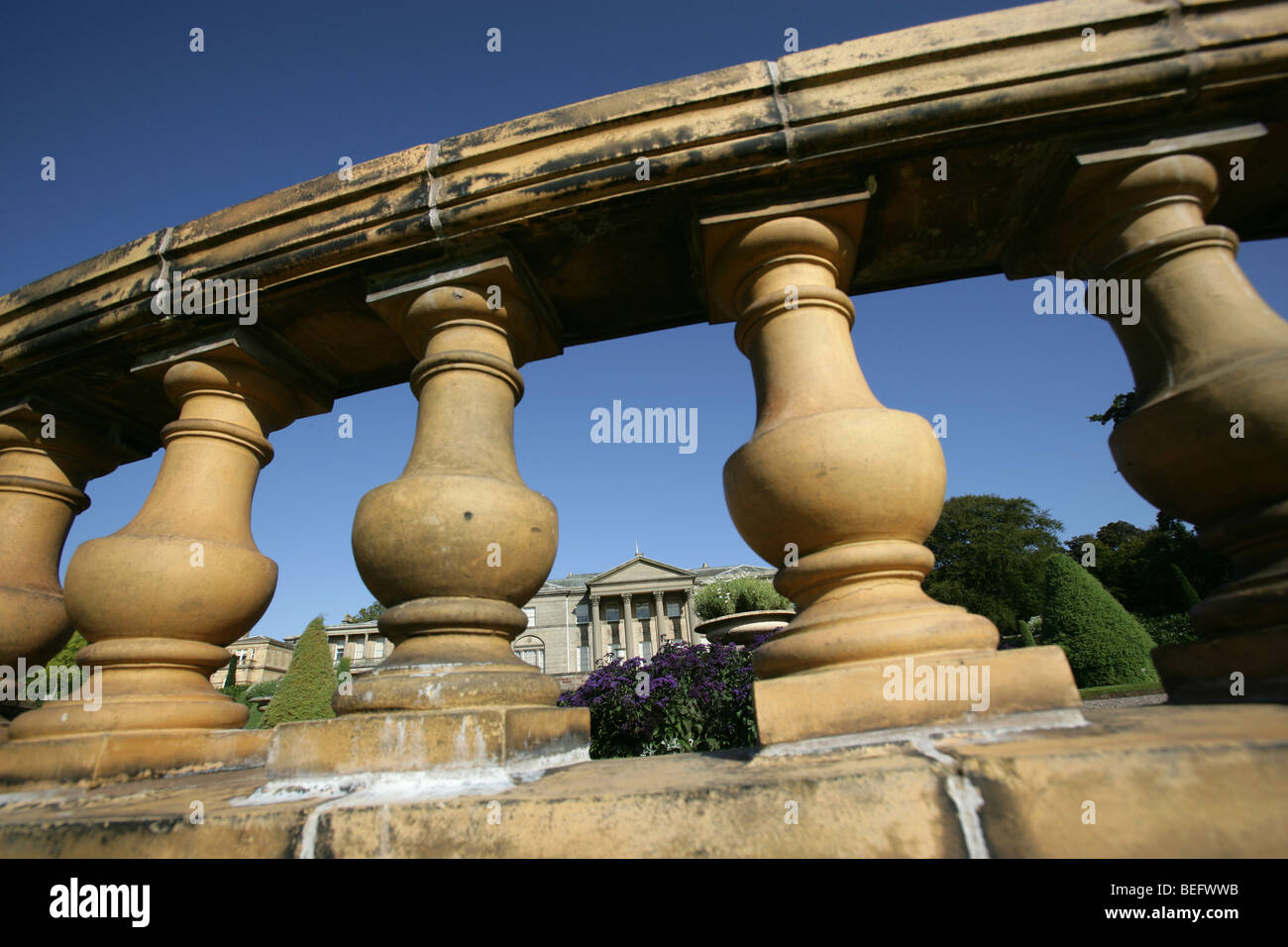 Estate of Tatton Park, England. The balustrade terrace and Italian ...