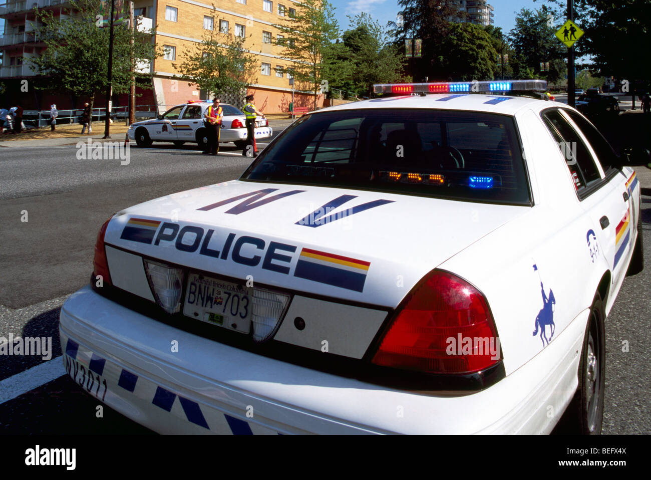 Police Car Rcmp Vehicle Blocking Intersection Officers Directing Traffic North Vancouver Bc 6877