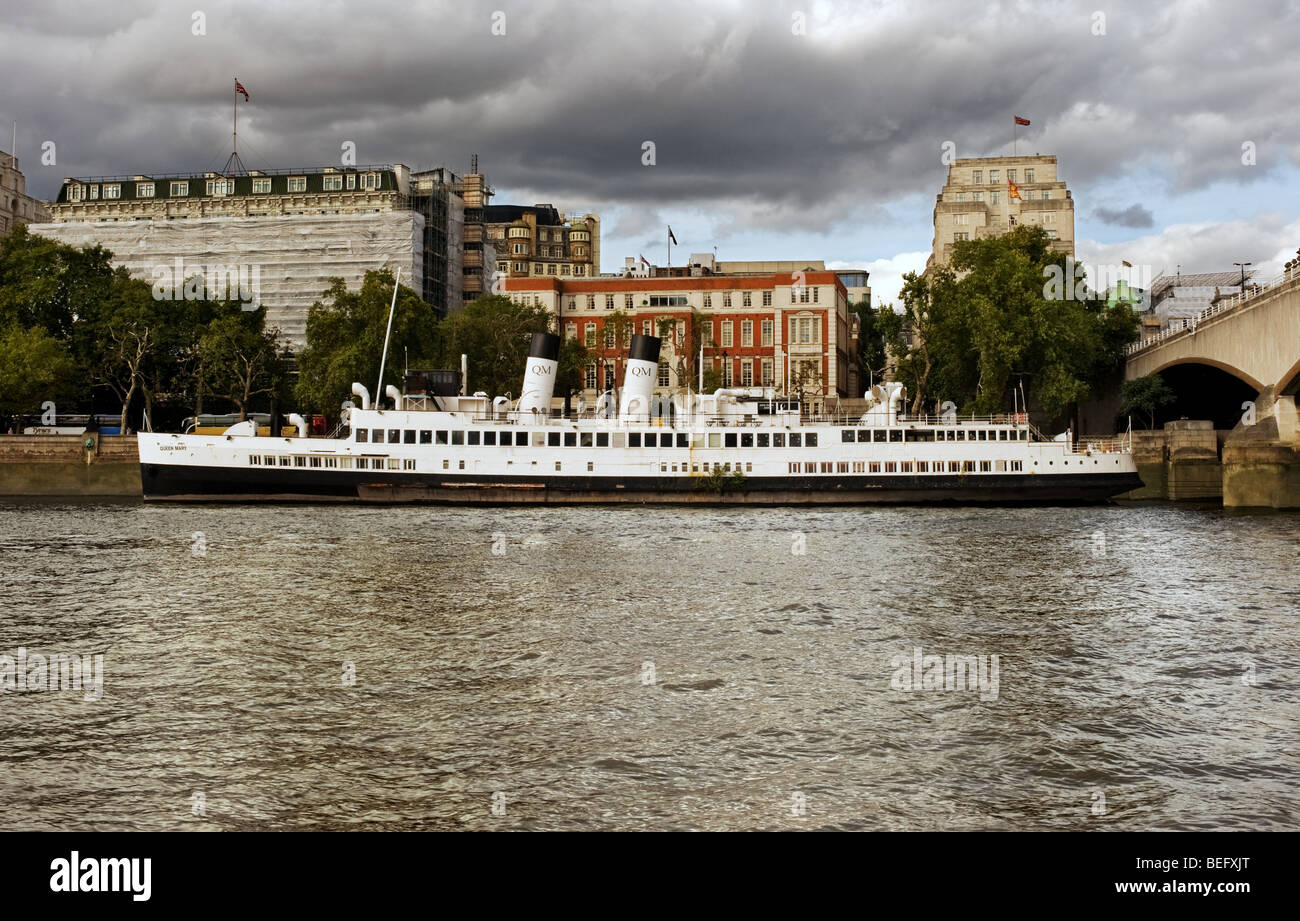 The Queen Mary floating pub and restaurant moored on the River Thames ...