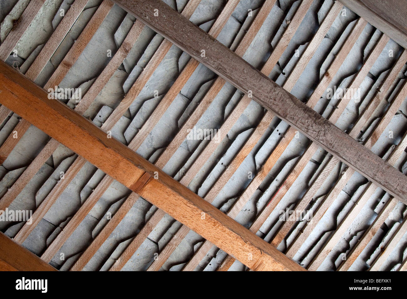 Underside of a slate roof Stock Photo - Alamy