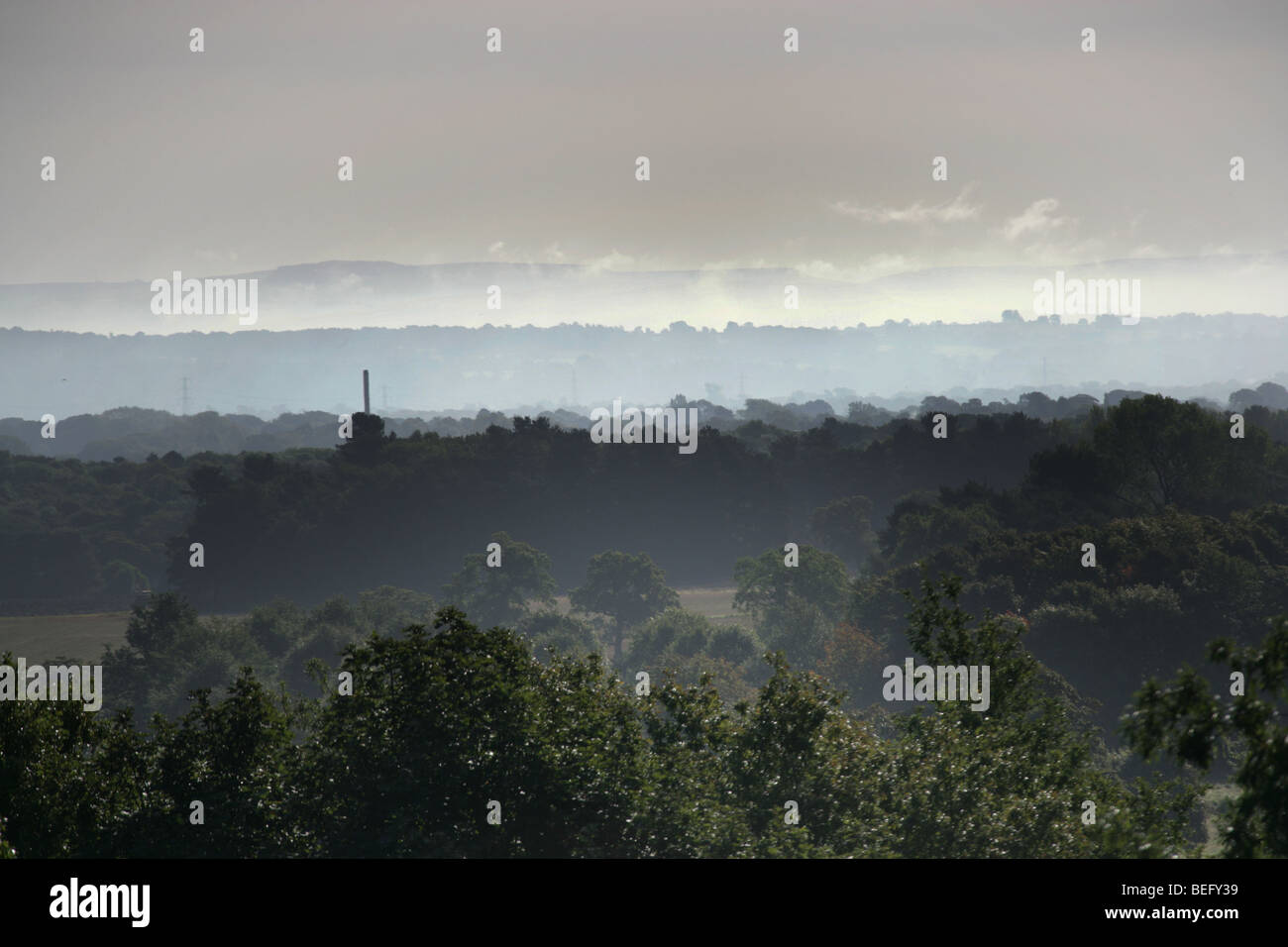 Estate of Tatton Park, England. An elevated early morning view of ...