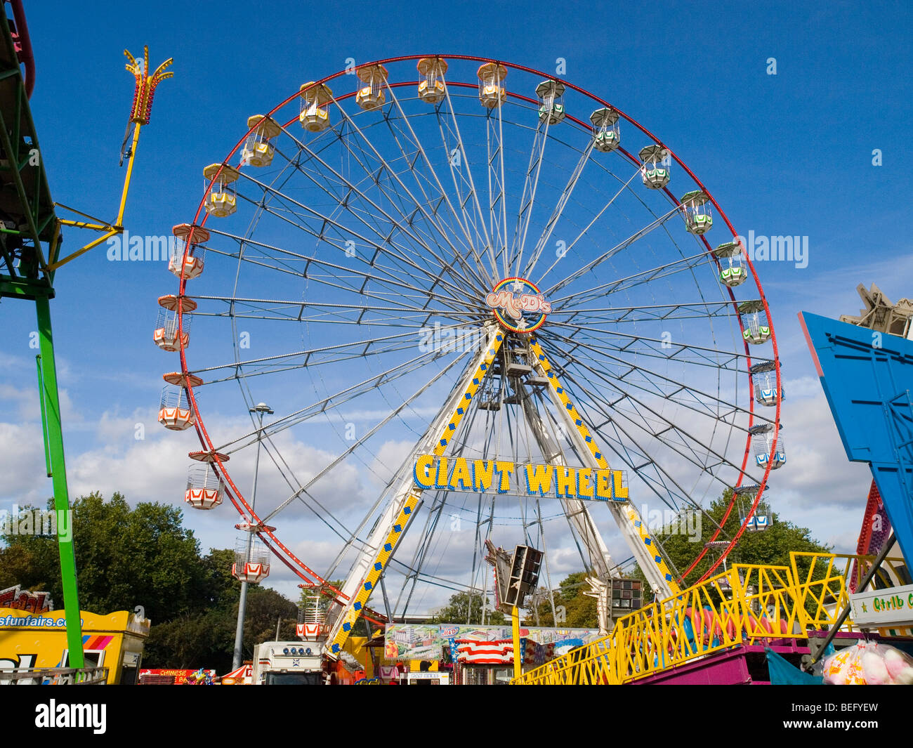 Looking up at the big wheel at the Goose Fair in Nottingham ...