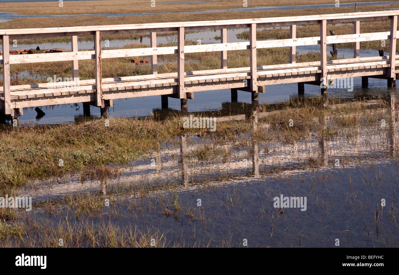 Walkway across Marshlands, Newtown, National Nature Reserve, Shalfleet ...