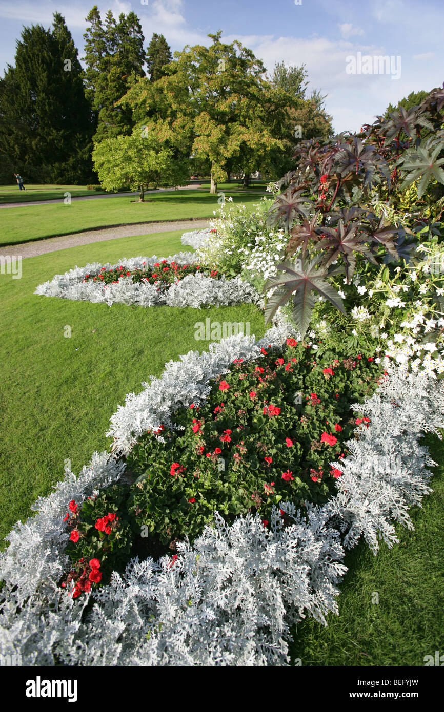 Estate of Tatton Park, England. Flower bed in full bloom at Tatton Park ...