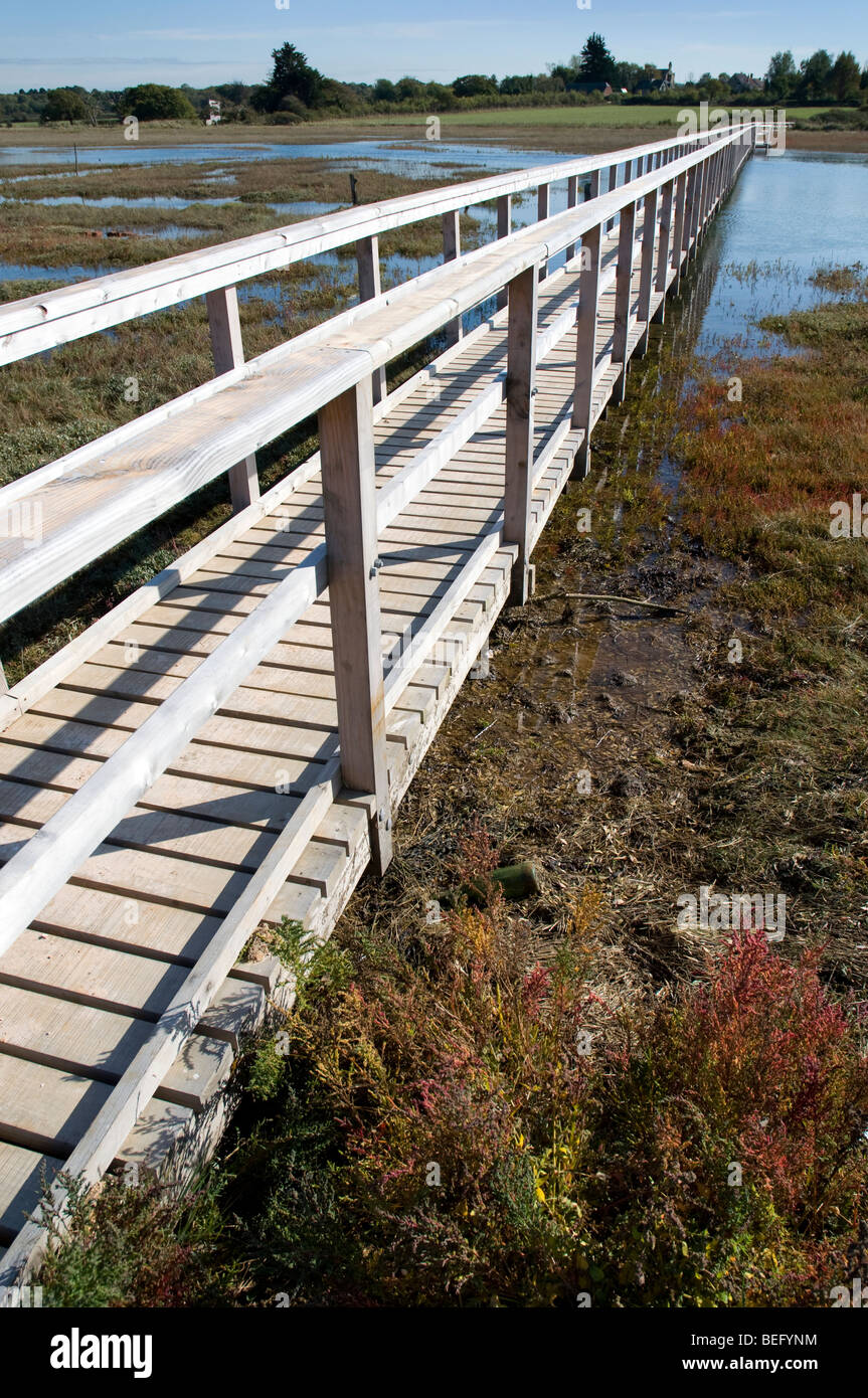Walkway across Marshlands, Newtown, National Nature Reserve, Shalfleet ...