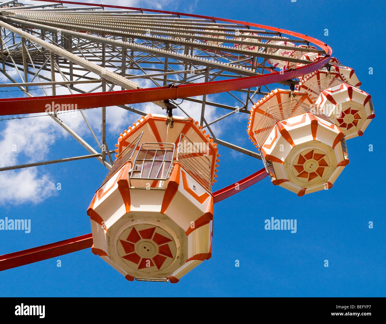 Looking up at the big wheel at the Goose Fair in Nottingham ...