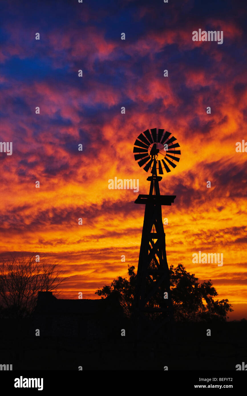 Wind mill at sunset, Rio Grande Valley, Texas, USA Stock Photo - Alamy