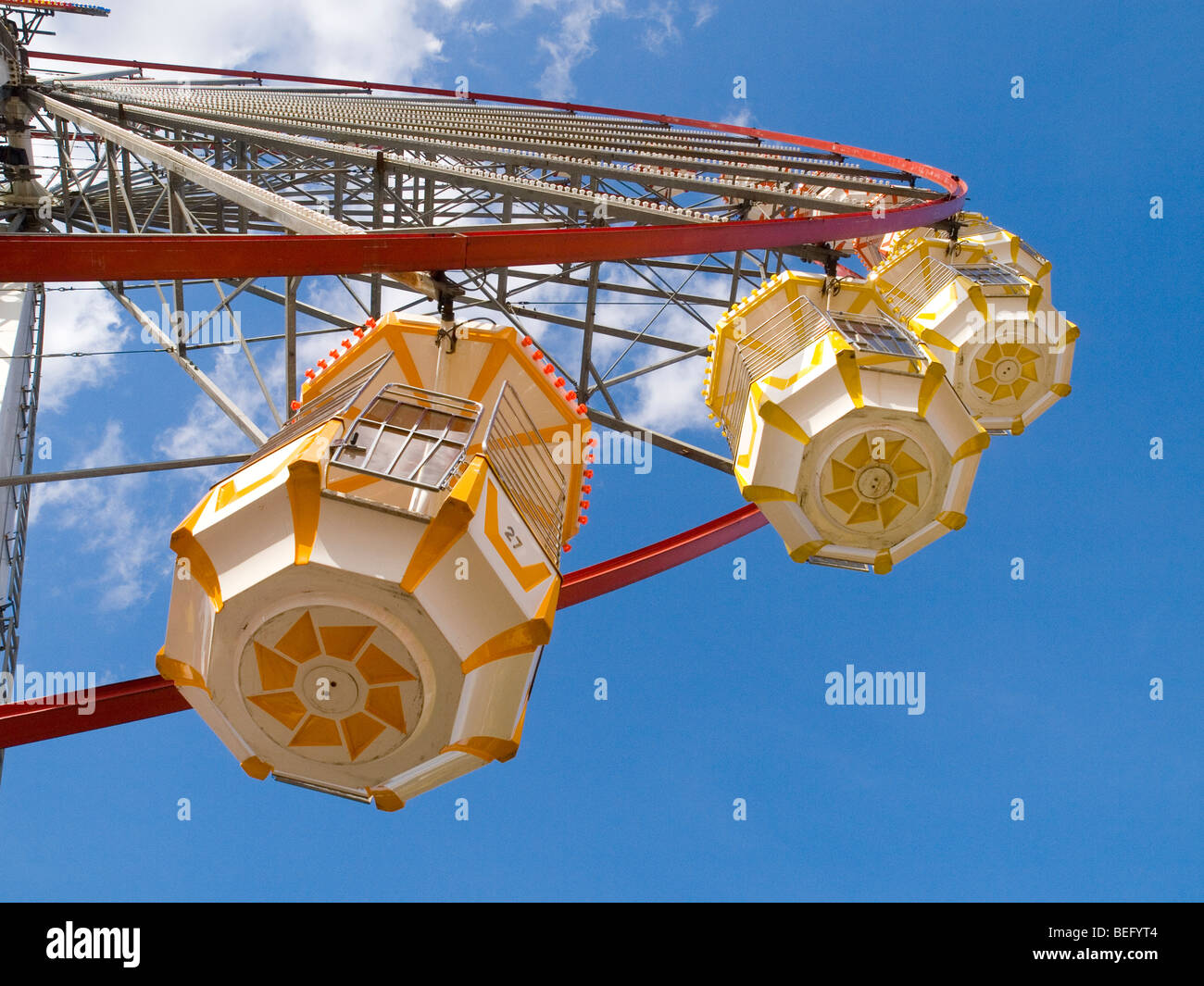 Looking up at the big wheel at the Goose Fair in Nottingham ...