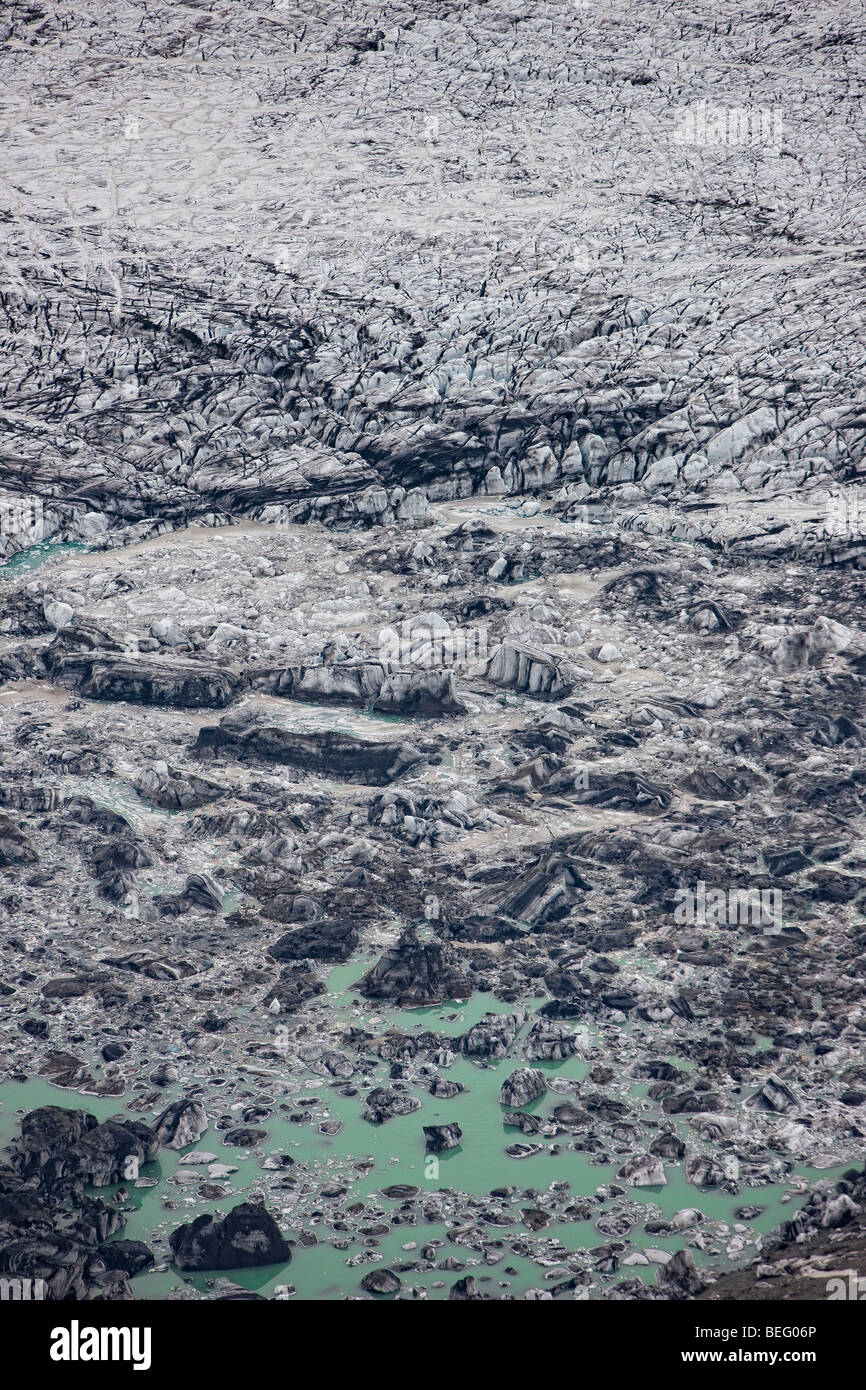 Aerial View of Surging Glacial Patterns, Vatnajokull Ice Cap, Iceland ...