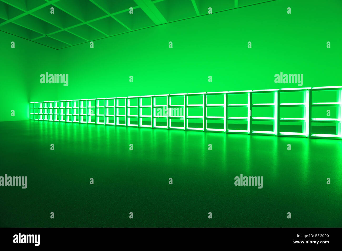 Dan Flavin's installation at the Munich Museum of Art and Design Stock ...