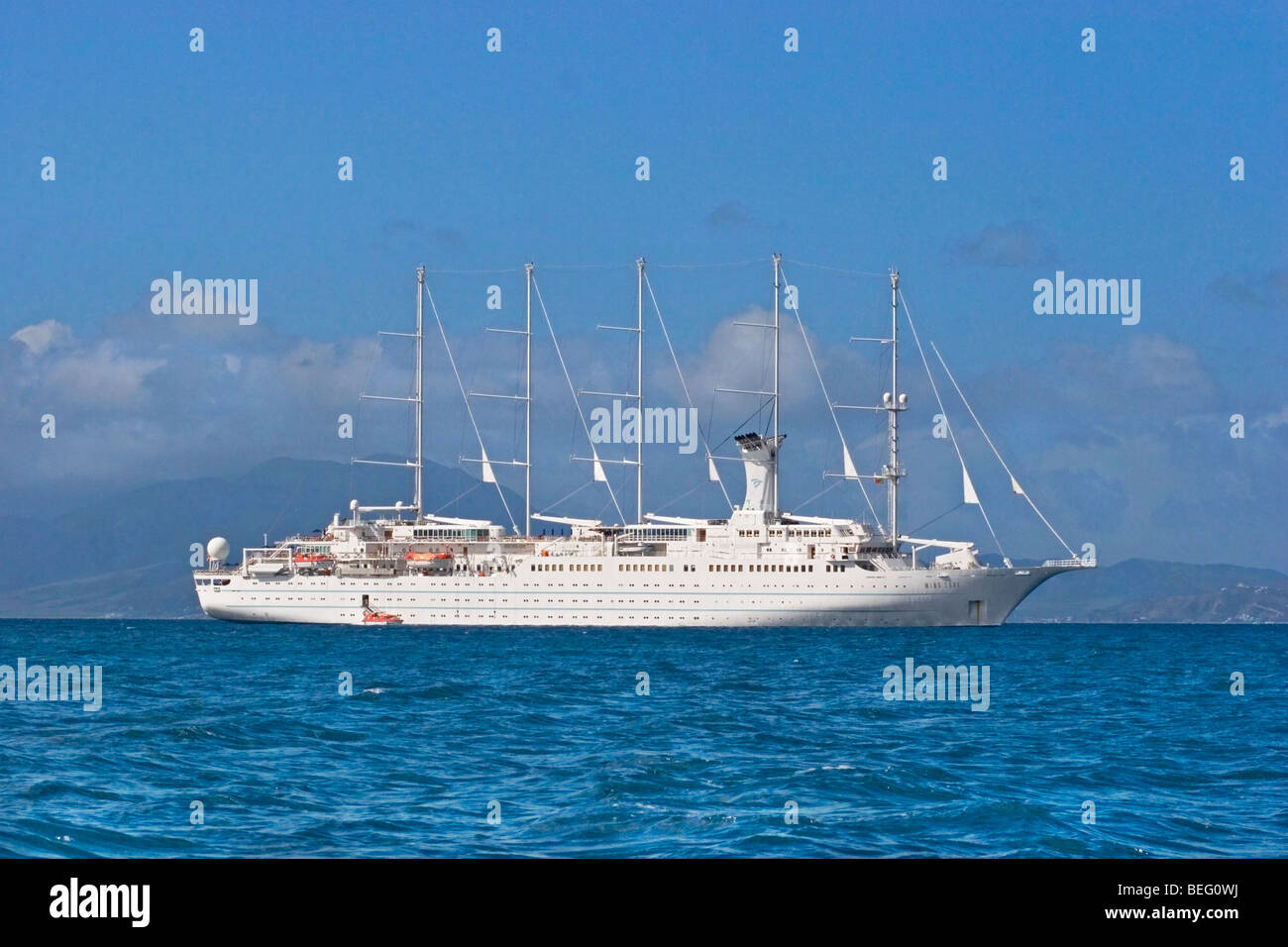 Wind Surf cruise ship at sea in the Caribbean off the coast of St. John ...