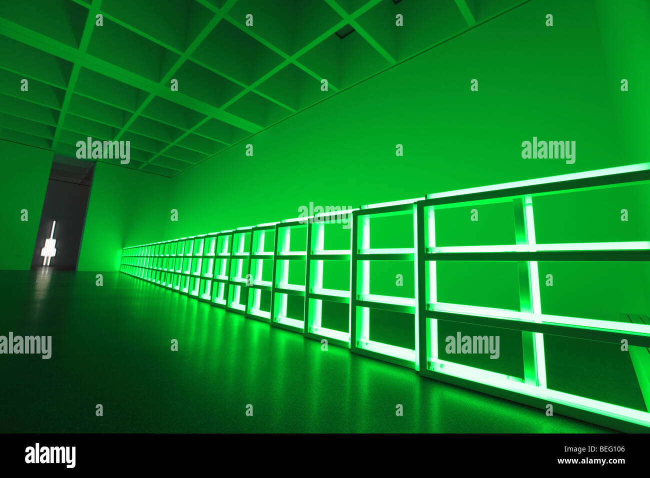 Dan Flavin's installation at the Munich Museum of Art and Design Stock ...
