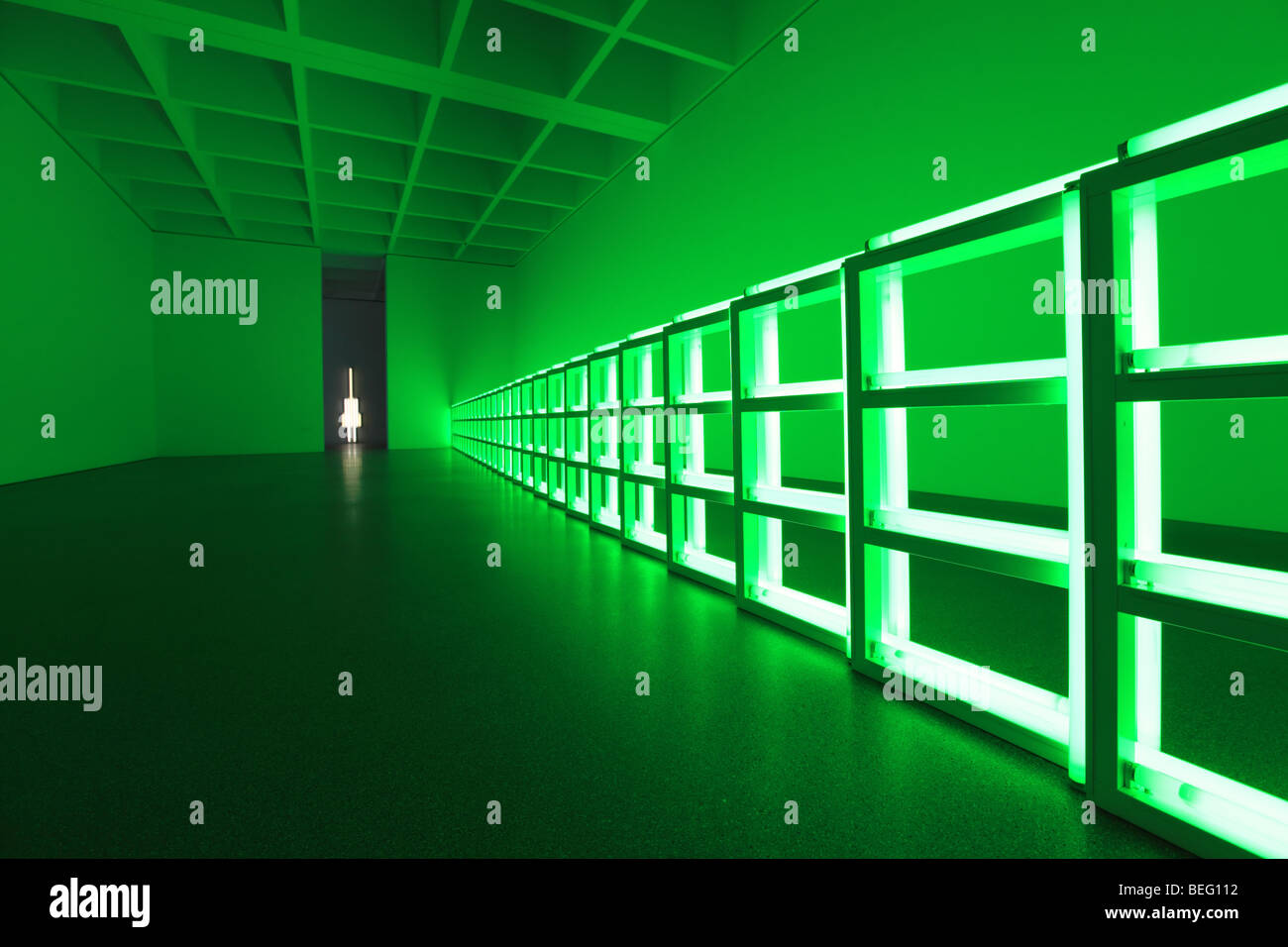 Dan Flavin's installation at the Munich Museum of Art and Design Stock ...