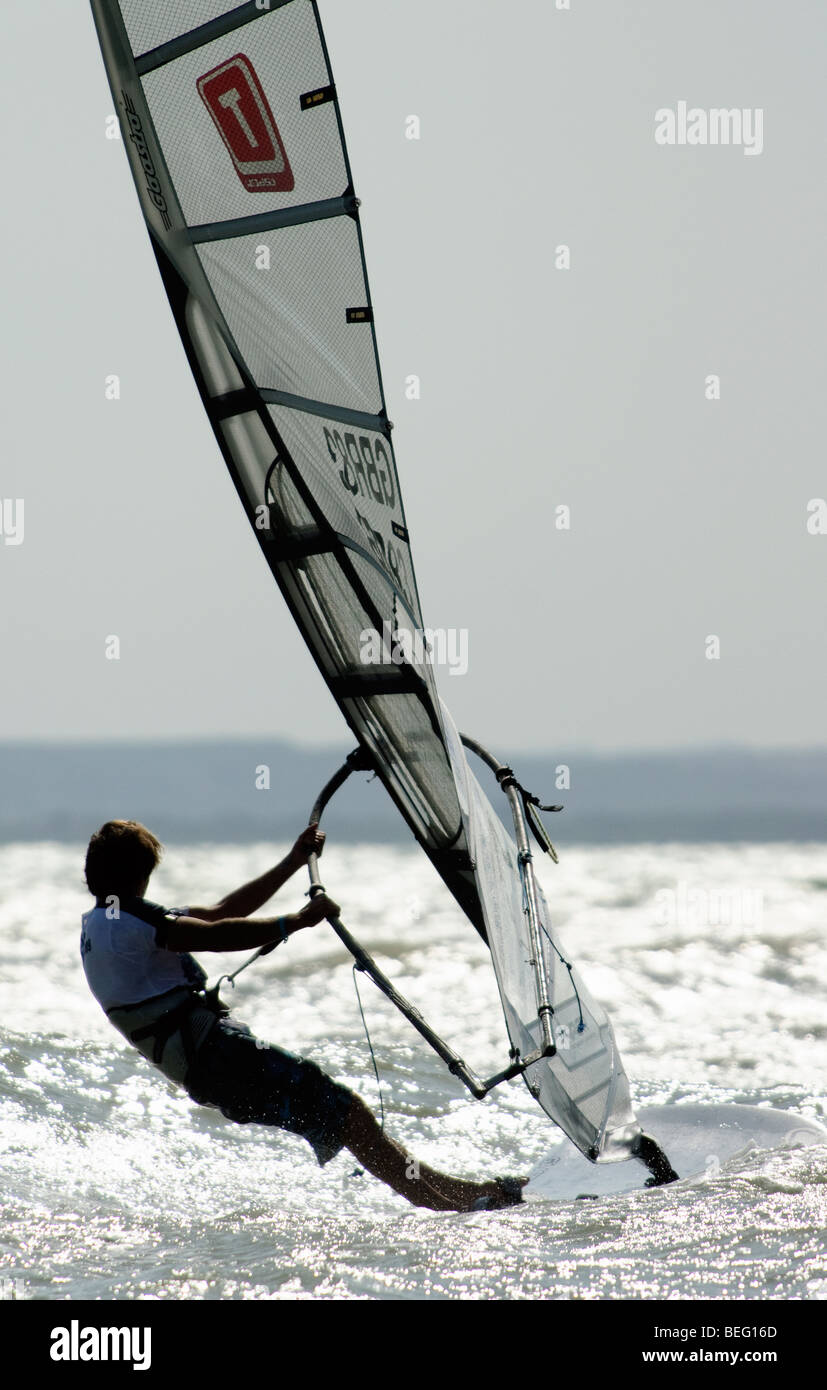 windsurfer in backlight at the Formula Windsurfing World Championships ...