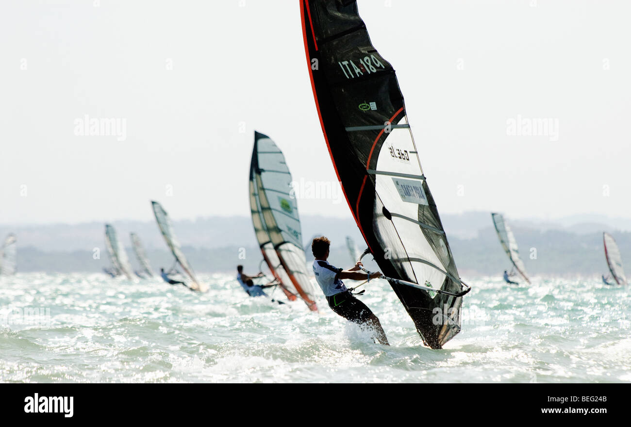 group of windsurfer in backlight at the Formula Windsurfing World ...