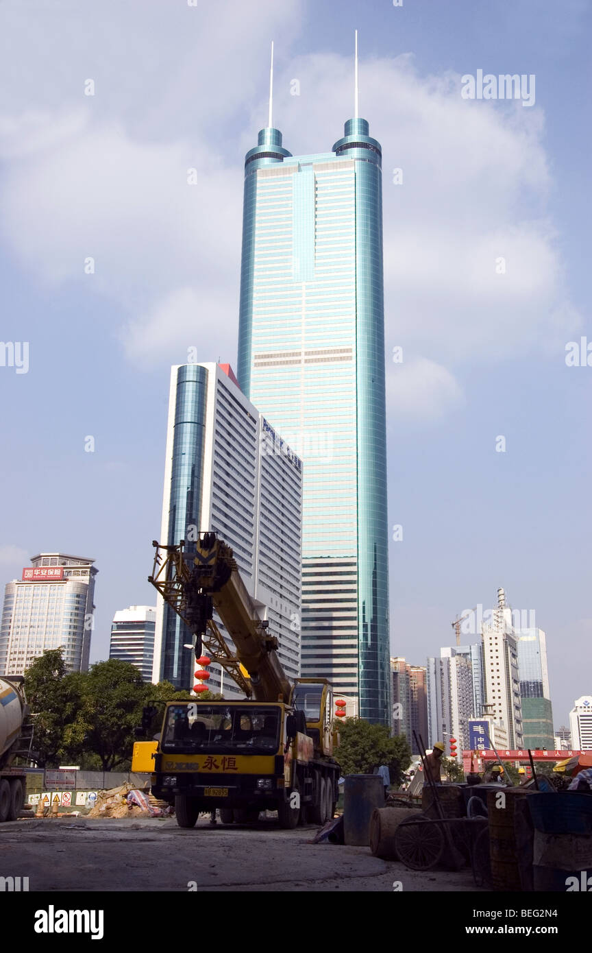 Modern skyscraper in Shenzhen city, China. Shun Hing Square, 384 meters ...