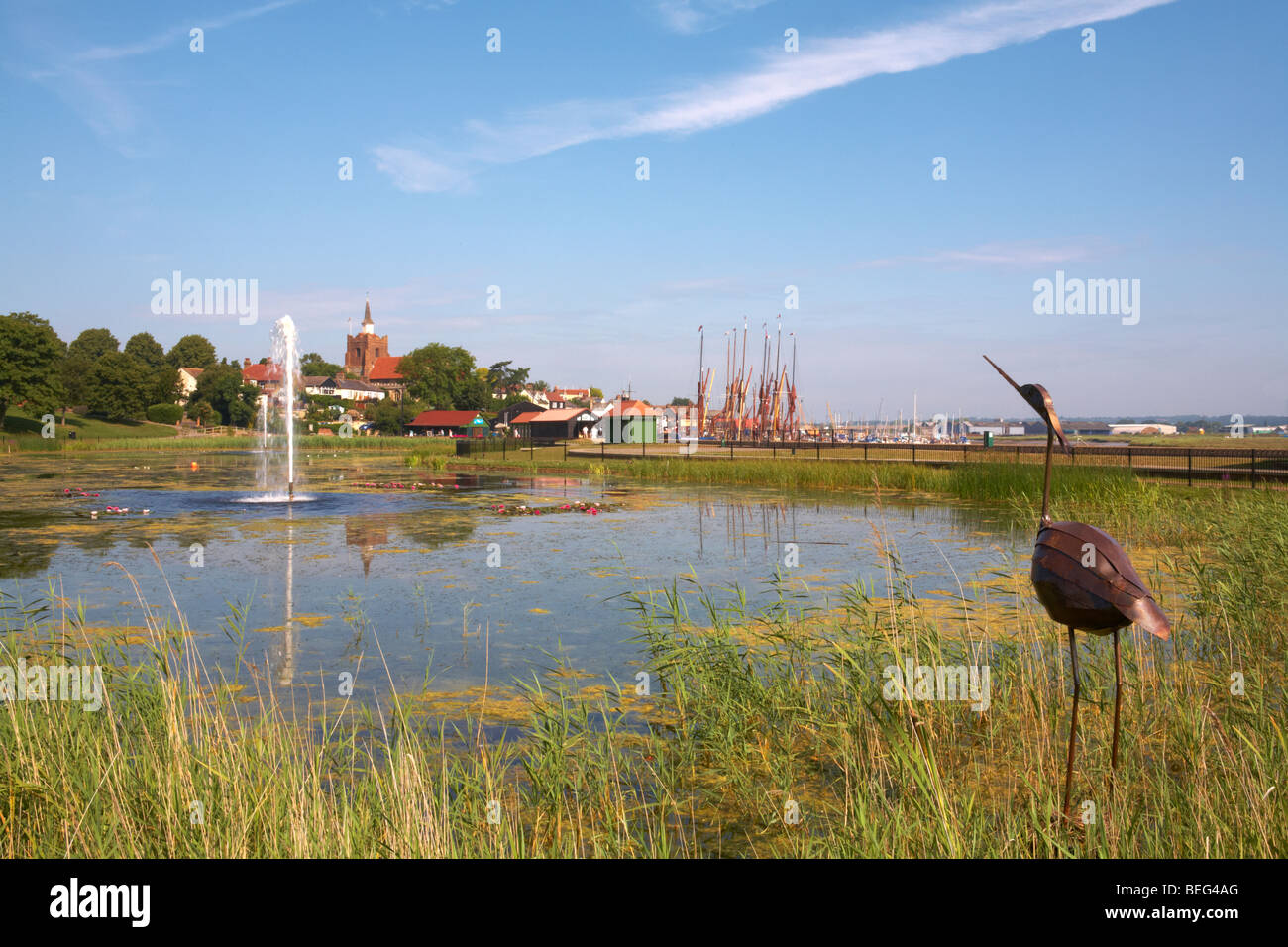 Great Britain England Essex Maldon Promenade and Hythe Quay with lake ...