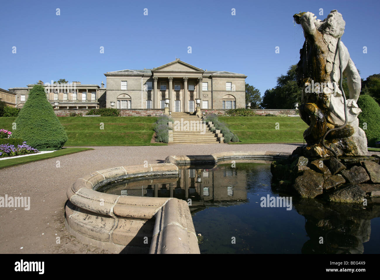 Estate of Tatton Park, England. The Triton Fountain (also know as ...