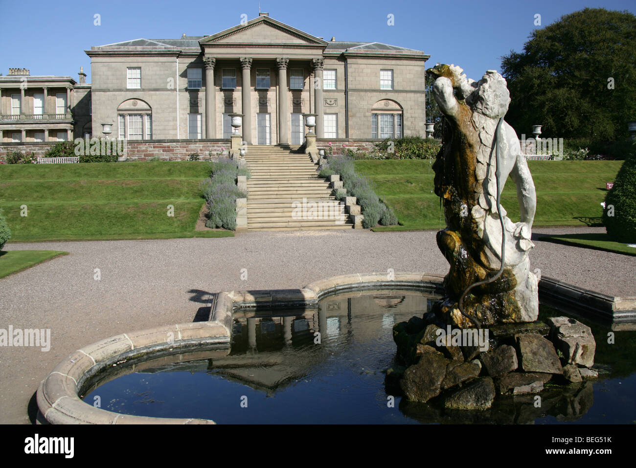 Estate of Tatton Park, England. The Triton Fountain (also know as ...