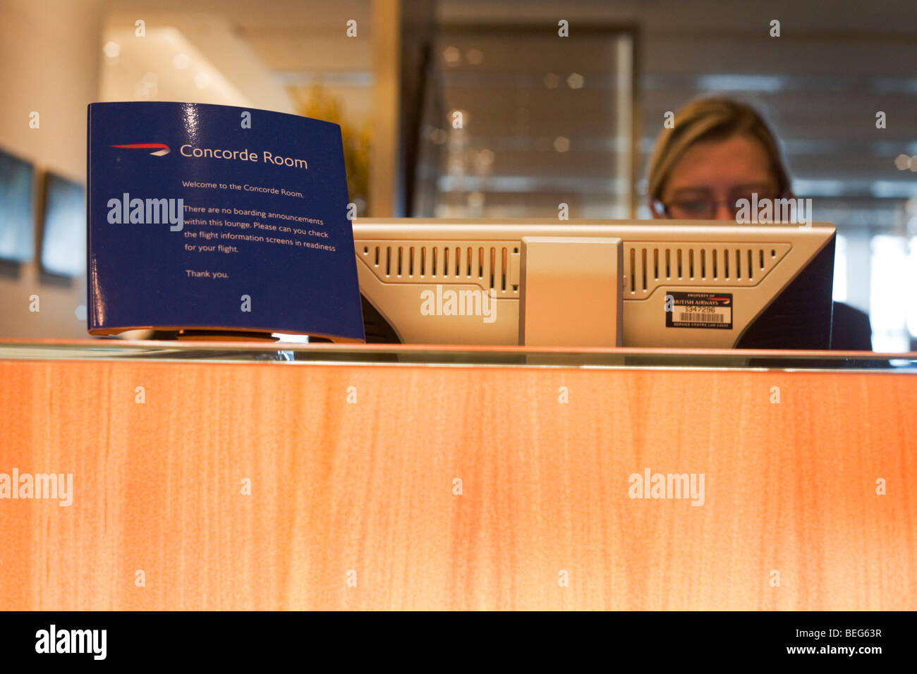 Receptionist in the British Airways Concorde Room for First Class ...