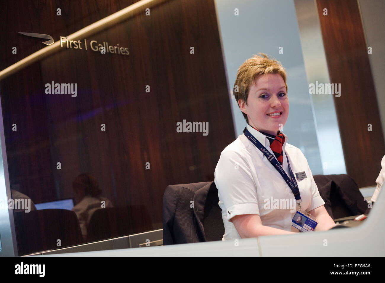 Receptionist in the British Airways Galleries First for First Class ...