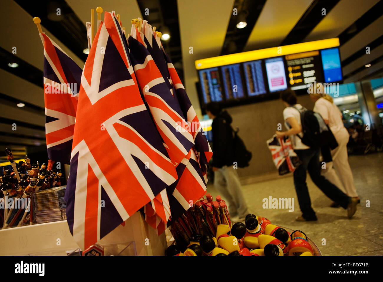 'Glorious Britain' Union Jack flags in retail shop at Heathrow's ...