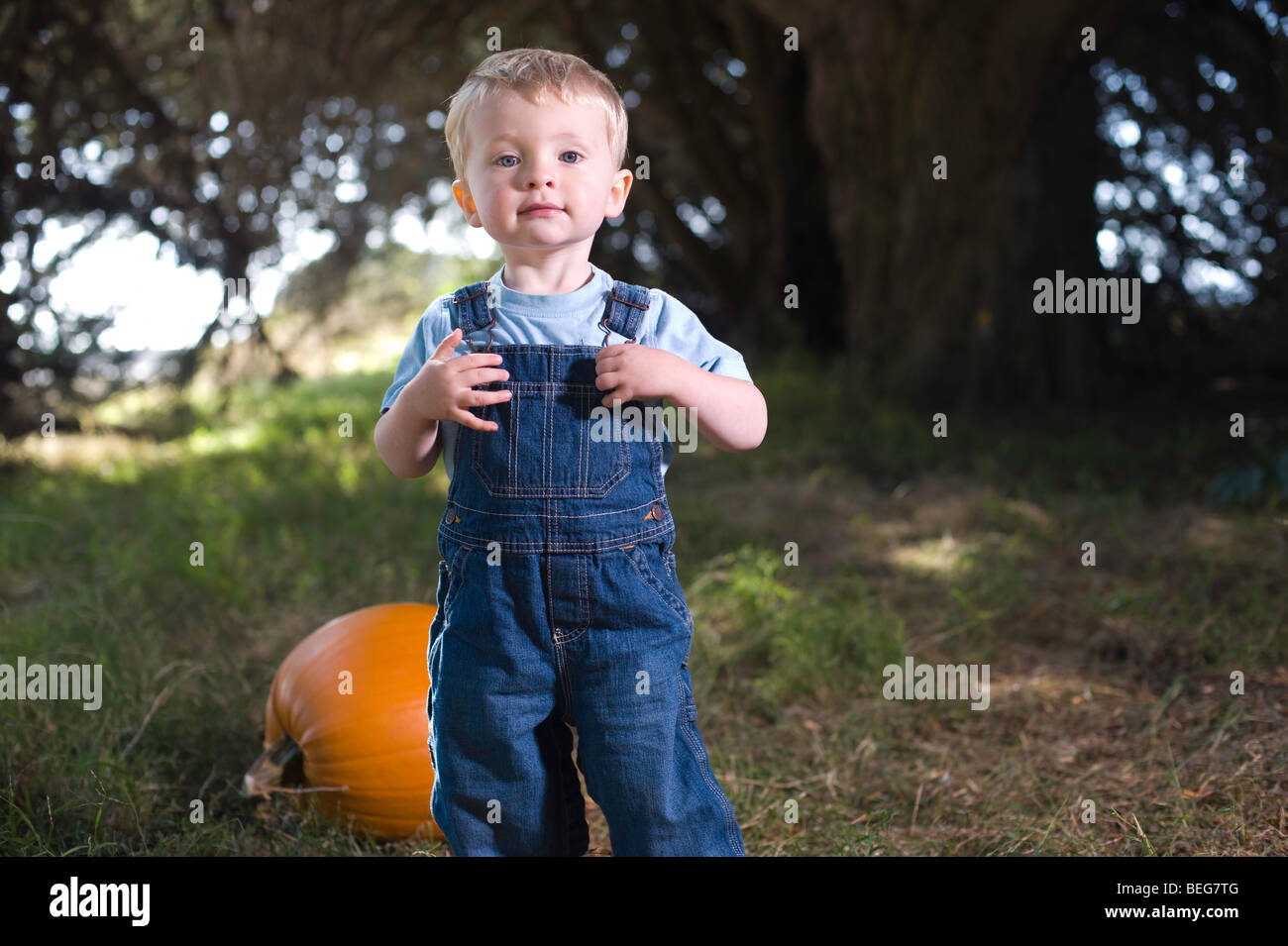 Boy in overalls hi-res stock photography and images - Alamy