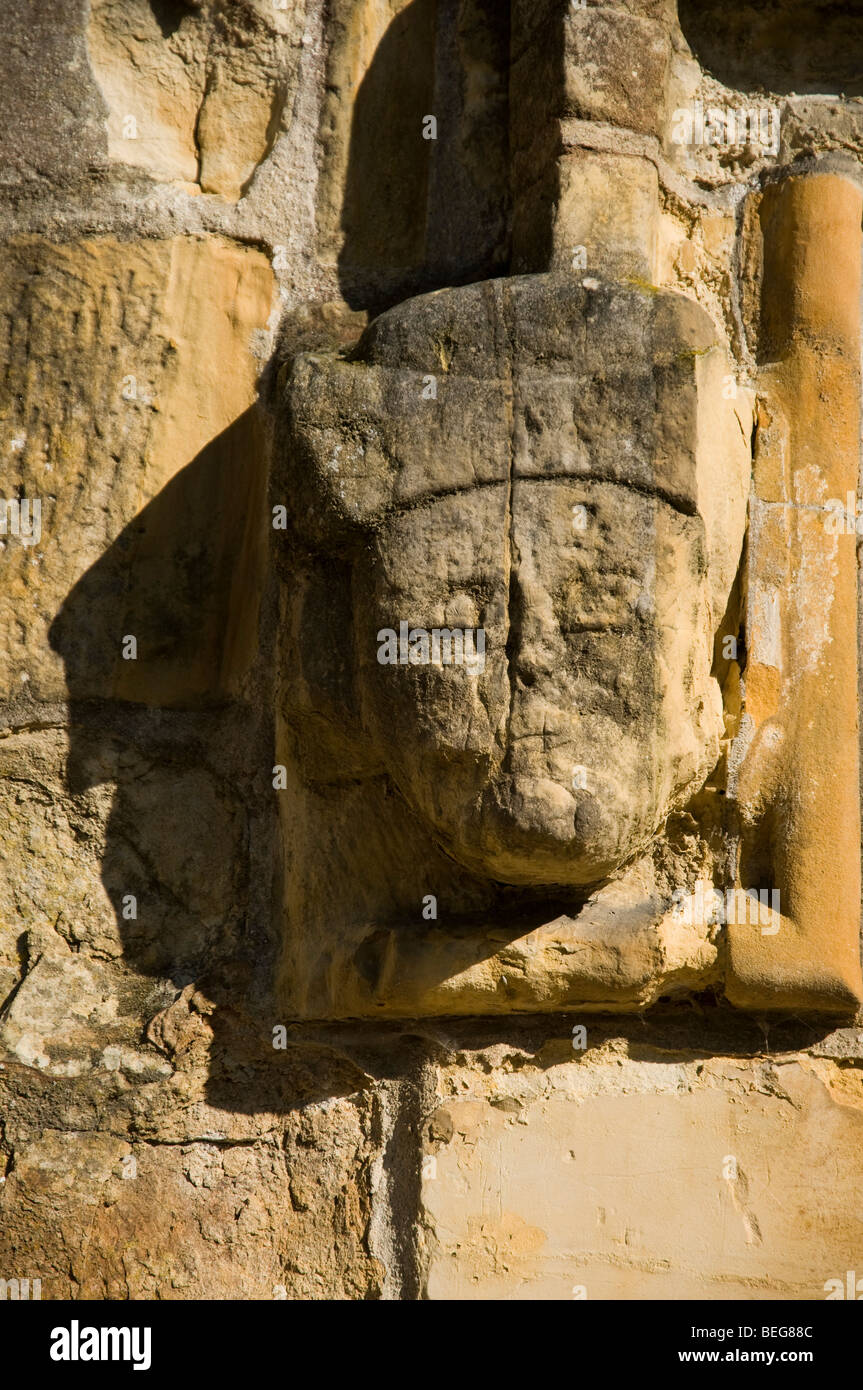 Stone carving of a face on the church of St Mary's, Newick, Sussex ...