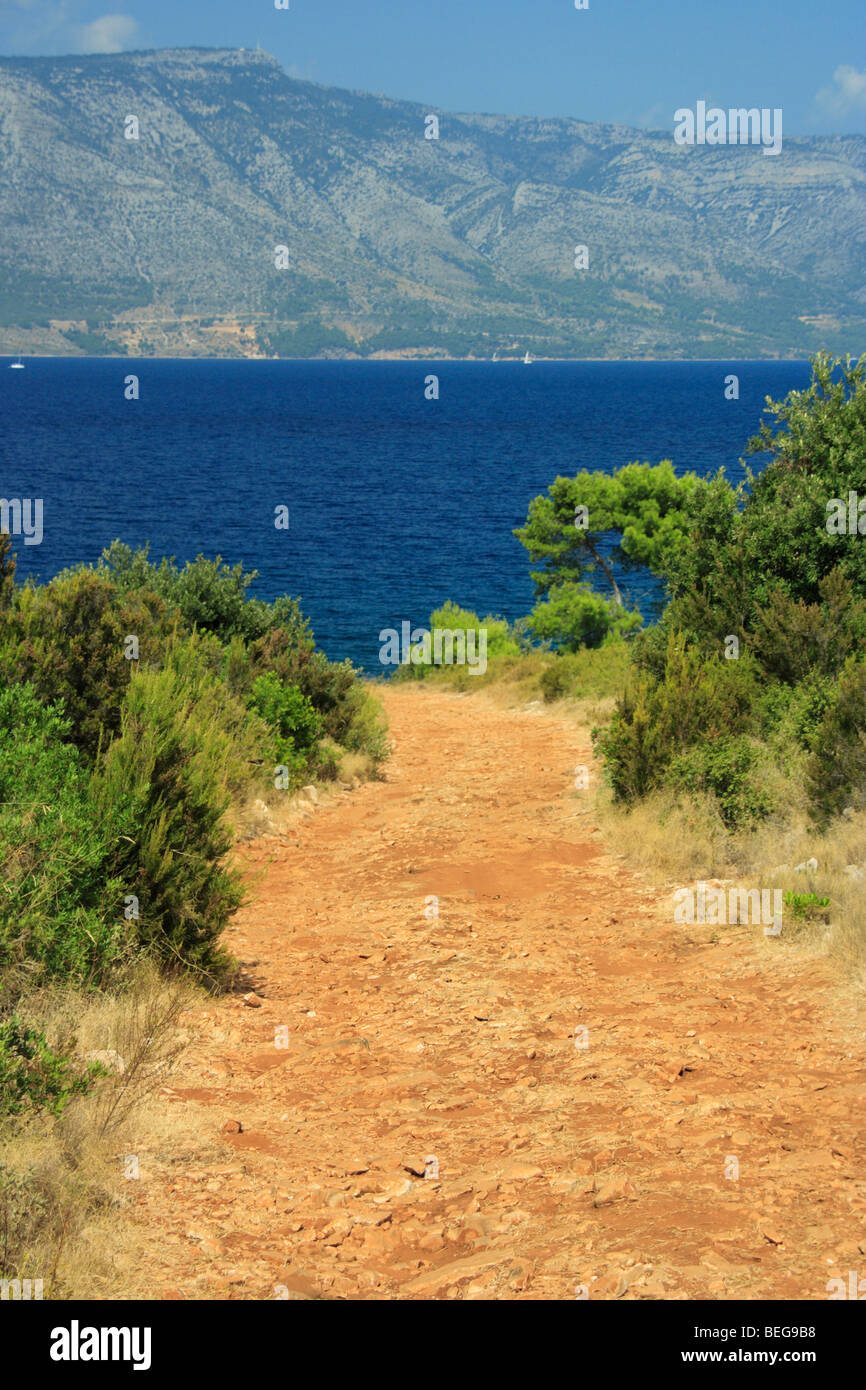 Gravel road on Kabal Peninsula leading to Digidaga Bay on Hvar Island ...