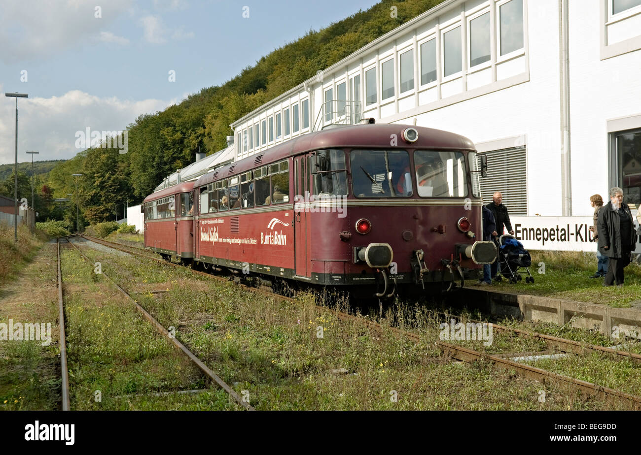 Preserved German railbus at Ennepetal, NRW, Germany Stock Photo - Alamy